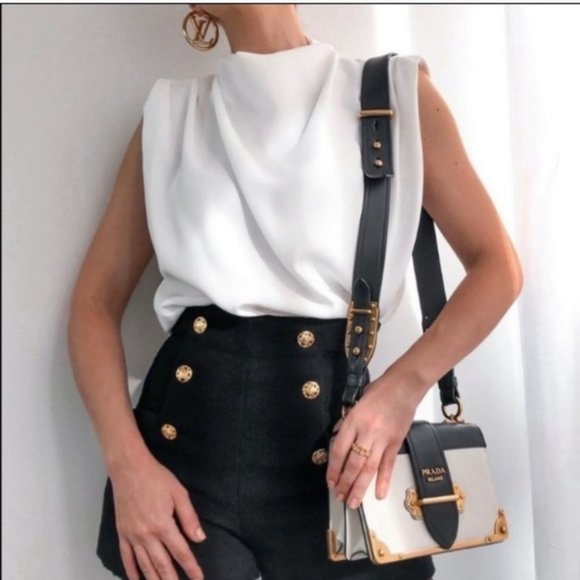 Zara | Shorts | Zara Balmain Like High Waist Golf Button Texture Shorts ...